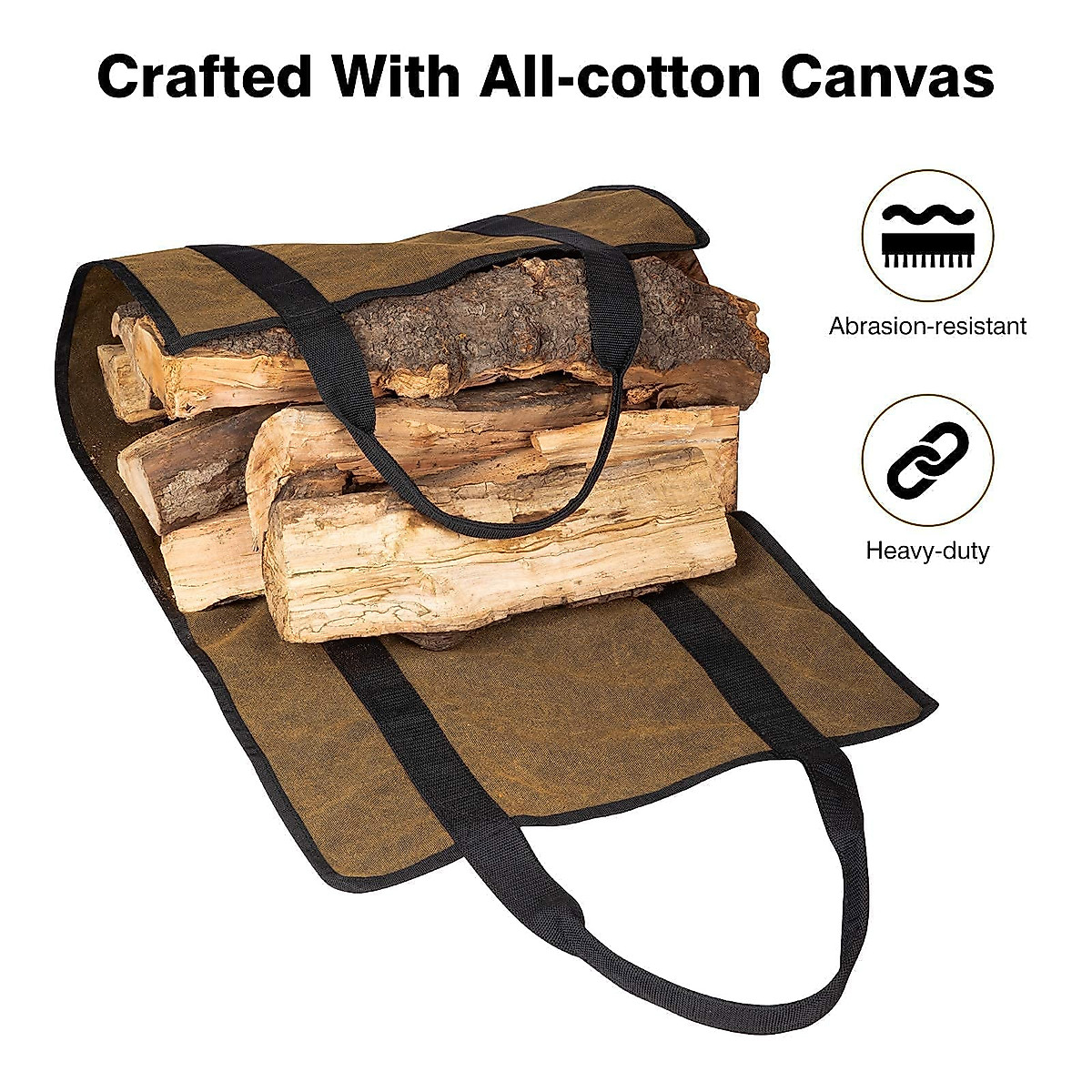 GASPRO 2 Pieces Firewood Accessories - 8FT Firewood Log Rack with Cover and 40 x 18inch Canvas Wood Carrying Bag