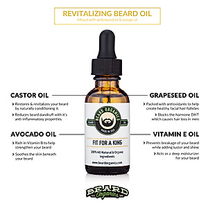 Fit For A King Beard Oil | Lemon, Tea Tree & Frankincense Scent | by Beard Organics