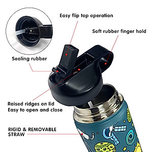 rickyh style Kids Water Bottle with Straw Lid Insulated Stainless Steel Reusable Tumbler Gifts for School, Toddlers, Girls, Boys 14oz