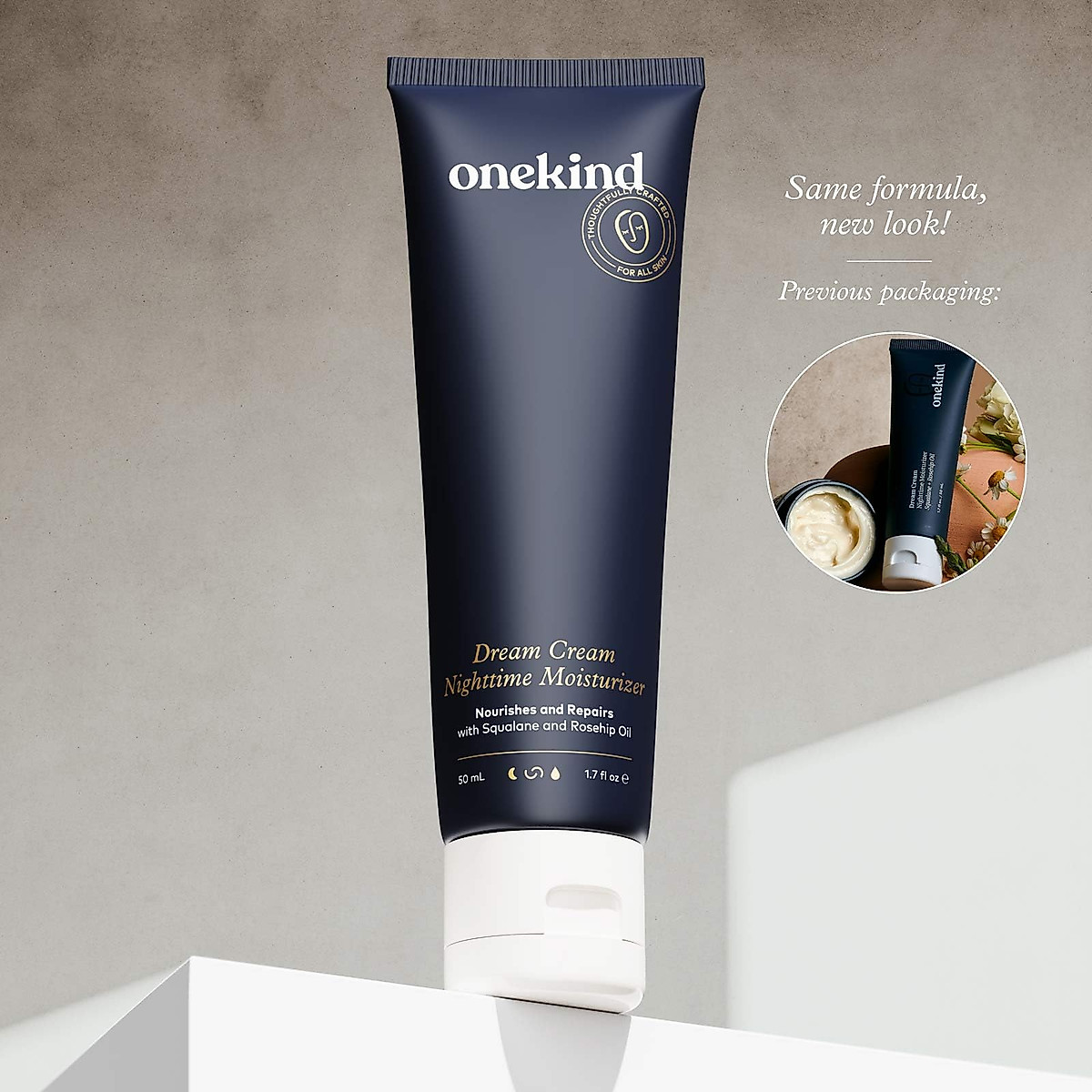 Onekind Dream Cream Nighttime Moisturizer | Multi-Corrective Anti-Aging Moisturizer with Squalane for the Face, Smooths Skin, Reduces Fine Lines, Forehead Wrinkles, Reduces Redness | For Men & Women