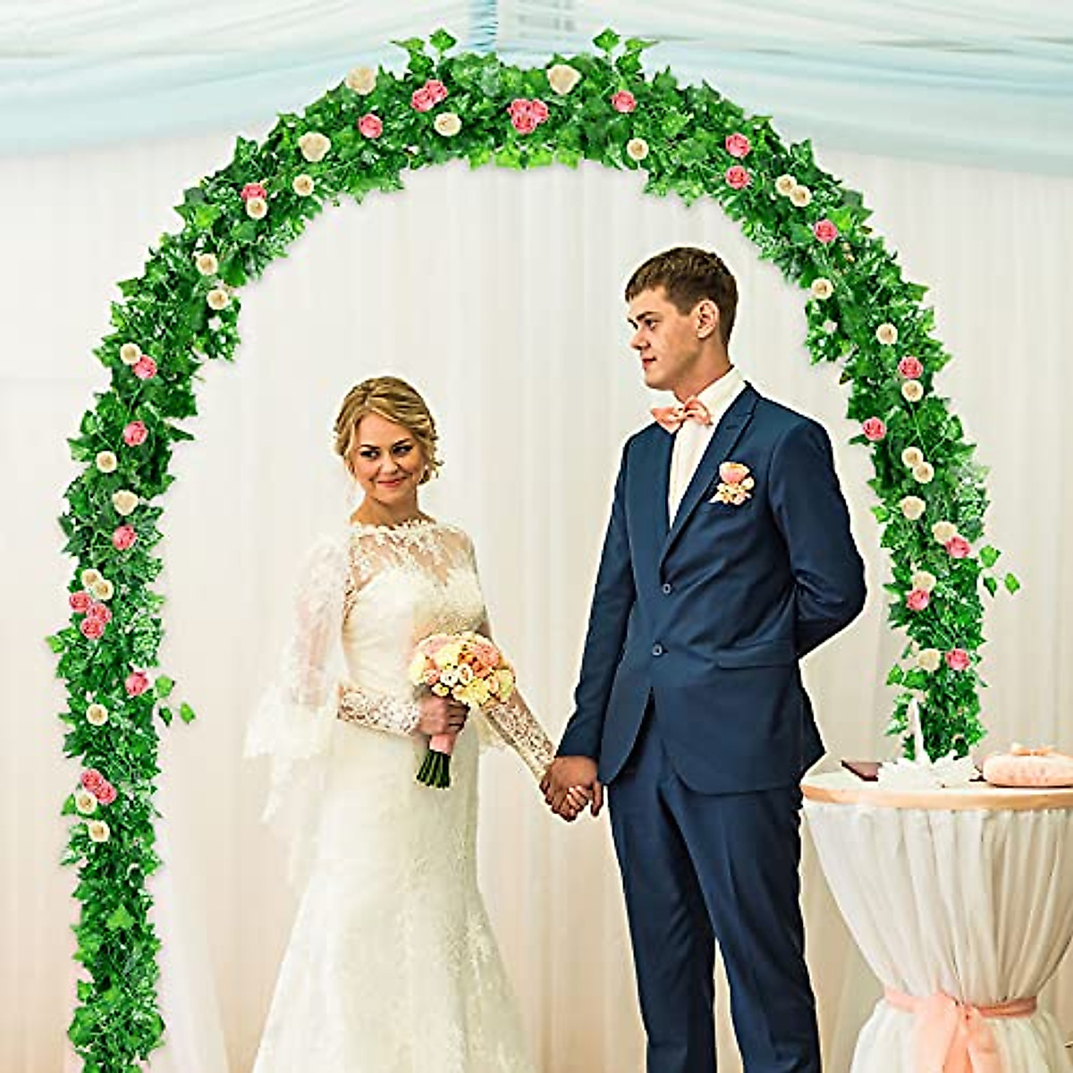 Artflower 12 Pcs 84Ft Artificial Ivy Leaf Plants Fake Ivy Leaves Garland Greenery Garland Hanging Plants Fake Vines for Room Kitchen Garden Office Wedding Wall Decor, Green