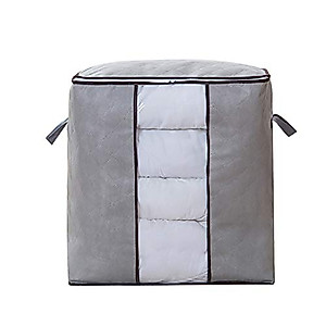 Home Quilt Storage Bag Foldable Non-Woven Transparent Window Handle Storage Bag for Clothes Quilt Toys