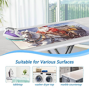 GOODOLD Watercolor Santa Claus Ironing Mat Portable Travel Ironing Pad for Washer,Dryer,Table Top, Iron Board Alternative Cover, Large Heat Resistant Ironing Blanket