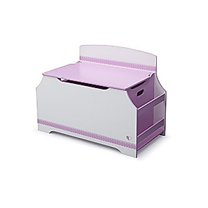 Delta Children Jack & Jill Deluxe Toy Box with Book Rack, Pink/White