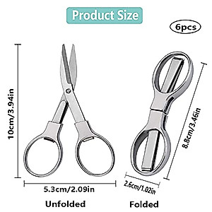 6 Pcs Folding Scissors, PIVHWIR Stainless Steel Portable Telescopic Scissors Safety Travel Trip Scissors for Home Camping Office