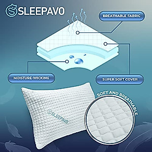 Shredded Memory Foam Pillows - Gel Pillow Queen Size Set of 2 - Bamboo Gel Cooling Memory Foam Pillows for Bed - Bed Pillows for Sleeping 2 Pack - Adjustable Queen Pillows 2 Pack - Medium Firm