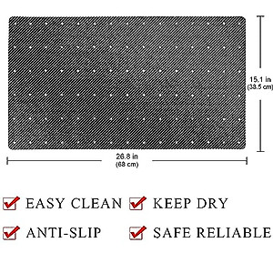 Bath Tub Shower Mat - Anti-Slip PVC Material 15.1x26.8 in, Gentle Cushioning Quick Drying Suction Cups Reliable Solution - Black Texture Pattern Non-Slip Floor Mat