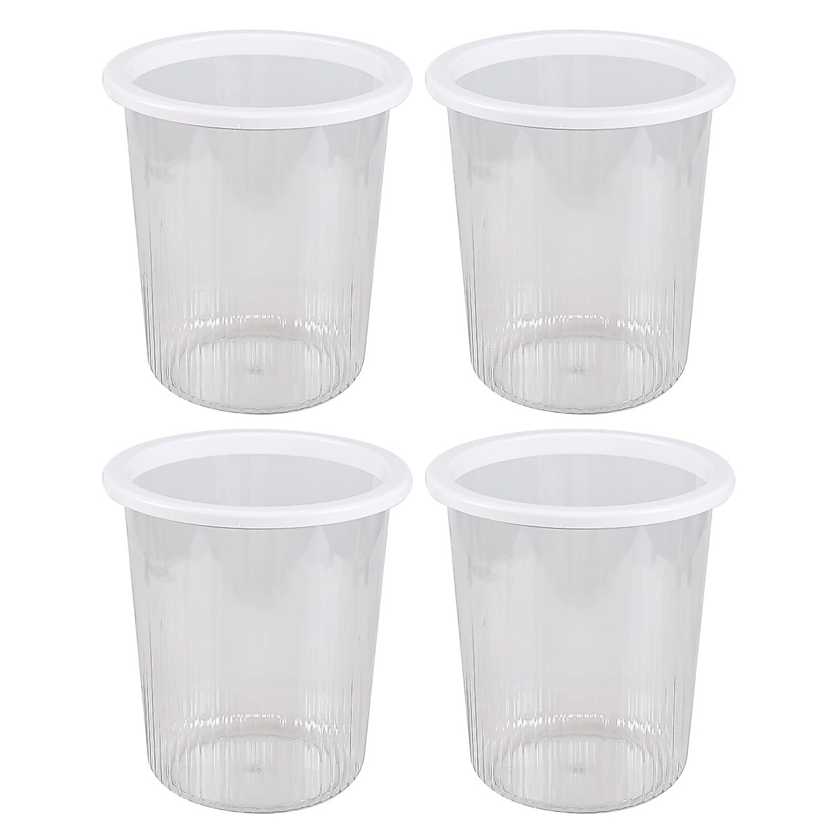 AnnkkyUS 4 Pack 2.5 Gallon Clear Trash Can, Round Plastic Wastebasket