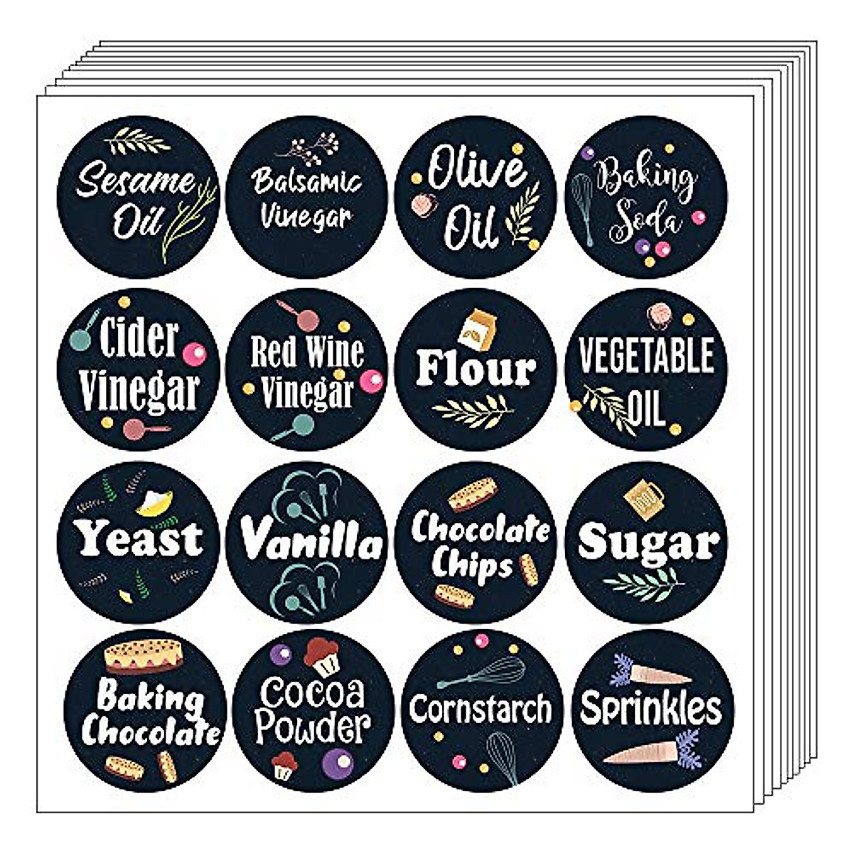 Creanoso Kitchen Ingredients Item Labels Text Stickers (20-Sheet) – Gift Giveaways Stickers for Chefs – Premium Quality Design Food Label Stickers for Kitchen – Unique Rewards Incentives for Men Women