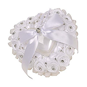 Amosfun Ring Bearer Heart Shape Bride Ring Cushion Ring Pillow for Wedding Engagement Ceremony Supplies