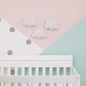 NoJo Little Love 3Piece White Soft Cloud Shaped Baby Nursery Wall Decor, White