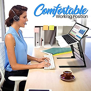 Pyle Portable Dual Laptop Stand - Standing Table with Adjustable Height, Ergonomic Design & Anti-Slip Prongs for DJ Mixer, Sound Equipment, Workstation, Gaming & Home Use - PLPTS38, Black