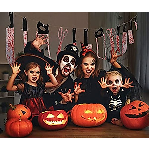 Halloween Decorations Fake Blood Weapons, Halloween Decor Bloody Garland Banner for Haunted House Halloween Horror Party Decor