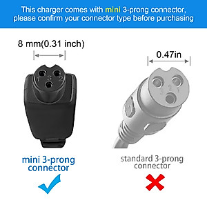 Gotake 42V 2A Battery Charger（Mini 3-Prong），UL Listed Universal Replacer for 36V Lithium Battery Power Supply Adaptor