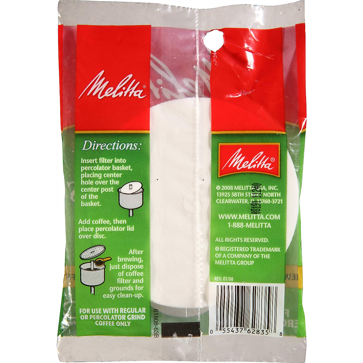 Melitta 3.5 Percolator Disc Coffee Filters, White, 100 Count