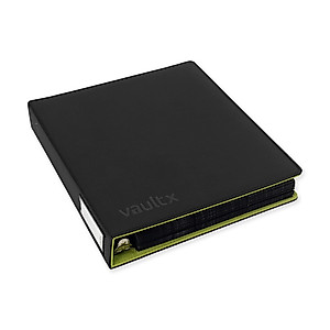 Vault X Premium Exo-Tec 3 Ring TCG Binder for 9 Pocket Trading Card Pages - 30+ Page Capacity Easy Open 3 D-Ring Clip Binder for TCG CCG Photo Cards (Slim, Black)