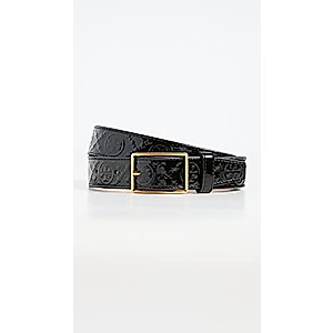 Tory Burch Women's T Monogram Patent Belt, Black, S