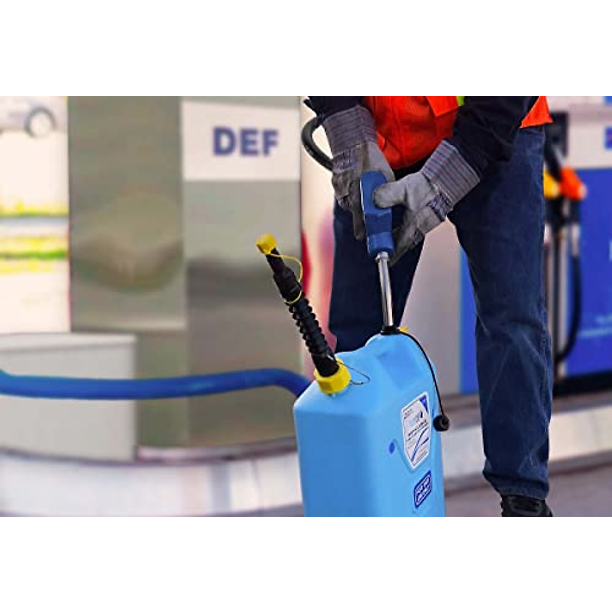 Diesel Exhaust Fluid Refillable DEF Jug 5 Gallon - Silver Transfer - STS-0777