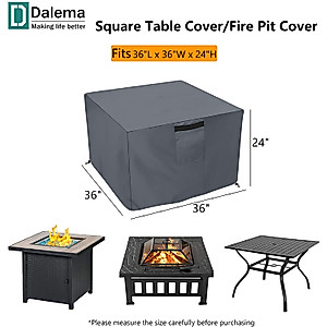 Dalema Patio Square Fire Pit Cover,600D Heavy Duty Waterpfoor Fire Pit Table Cover for 34-36Inch,Weatherproof Outdoor Square Table Covers for Winter(36" x 36" x 24",Grey)