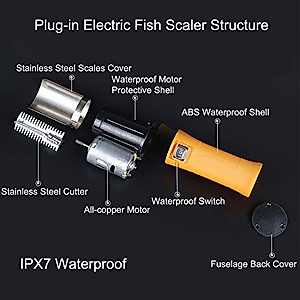 Speder Fish Scaler Corded Electric Fish Scale Remover Scraper Cleaner Kit with Waterproof Powerful Motor and AC Power Adapter for Fish Scaling
