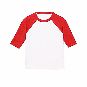 Bella Canvas 3/4-Sleeve Baseball T-Shirt (3200T) White/Red, 5T