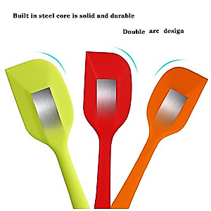 7 Pieces Silicone Spatulas, 11 Inches Non-stick Heat-Resistant Rubber Spatulas with Stainless Steel Core