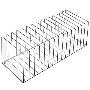 Ctosree Acrylic File Organizer for Desk Vertical File Holder 15 Compartments Desktop File Sorter Mail Organizer Countertop Folder Stand Racks for Office Home School Desk(Clear, Rectangle)