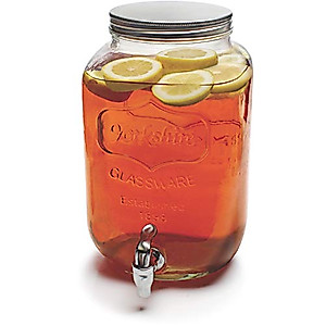 Circleware Sun Tea Mason Jar Glass Beverage Dispenser with Lid Entertainment Glassware for Water, Juice, Beer Liquor, Kombucha & Cold Drinks, 2 Gallon, Classic Yorkshire 2-Gal