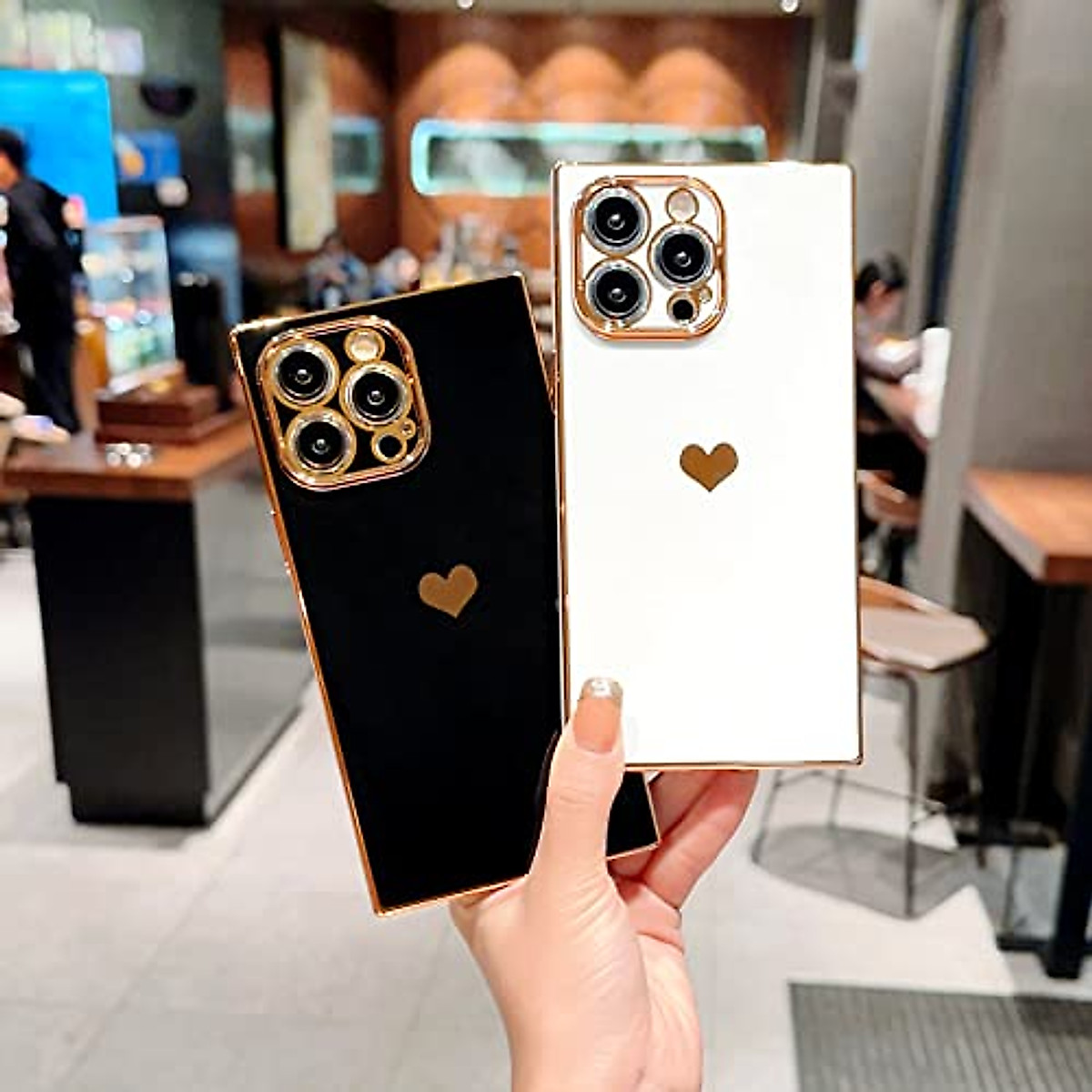 Tzomsze Square iPhone 14 Pro Case, Cute Cases Full Camera Protection, Reinforced Corners TPU Cushion Shockproof Edge Bumper Cover iPhone 14 Pro Phone Case [6.1 inches] -Purple