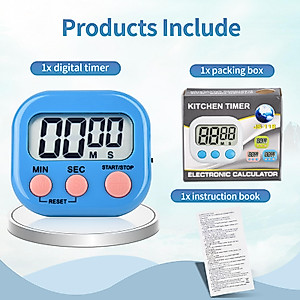 4 Pack Digital Kitchen Timer Magnetic Digital Timer with Big Display Loud Ring Cooking Timers for Kitchen Electronic Timer for Cooking, Game, Gym, Break Time, Classroom (Pink,Blue,Green,Purple, 4)