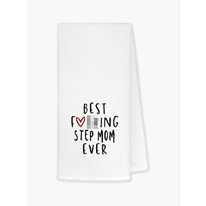 Step Mom Ever Kitchen Towels Dishcloths 24"x16", Funny Best Step Mom Gifts Beach Towels Bath Towels Hand Towels,Step Mom Stepmother Birthday from Stepdaughter Stepson
