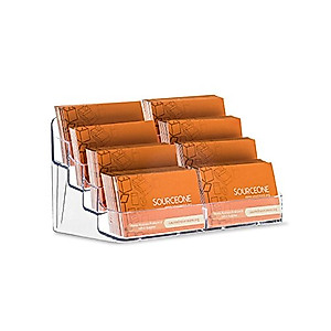 SOURCEONE.ORG 8 Pocket Desktop Clear Acrylic Business Card Holder