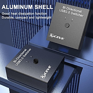 USB 3.0 Switch Selector, Bi-Directional USB Switch 2 in 1 Out / 1 in 2 Out, MLEEDA USB Switcher for 2 Computers Share Keyboard Mouse Scanner Printer