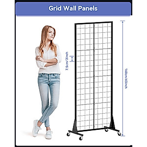 Blasinc Gridwall Panel Display Stand 2' x 5.5' Ft Heavy Movable Floorstanding Detachable Girdwall for Easy Transport, Standing Grid Towe Display Rack for Retail and Craft FairGrid Wall Panels