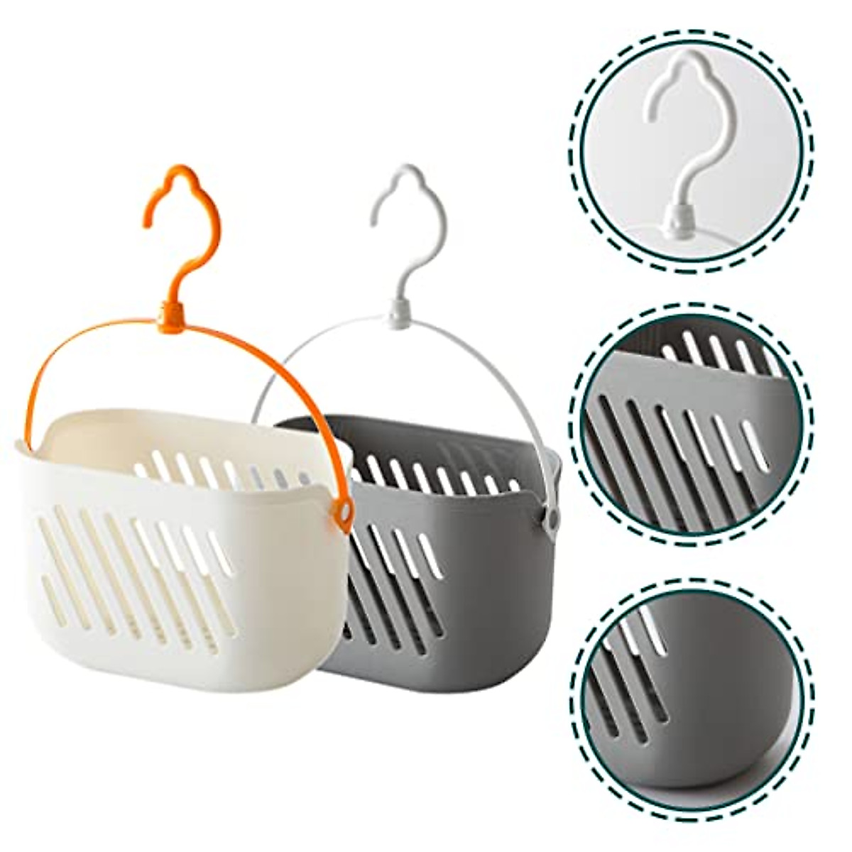 Kichvoe Shower Caddy Hanging 2Pcs Plastic Hanging Storage Basket Hanging Shower Caddy Kitchen Ginger Garlic Vegetable Organizer Basket with Hook for Bathroom Kitchen Bath Toy Storage