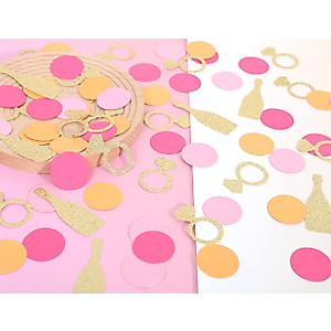 Veuve Before Vows Confetti Party Decor - Rendez Bridal Shower Photo props,Diamond Champagne Pink Rose Red Orange Round Confetti Perfect for Any Event