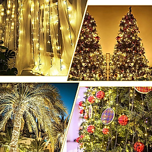 QUWIN Led Outdoor Christmas String Lights, 500 LED UL Certified 8 Lighting Modes, Indoor & Outside Waterproof Fairy Light for Christmas Tree, Patio, Holidays, Party (180 Ft Warm White)