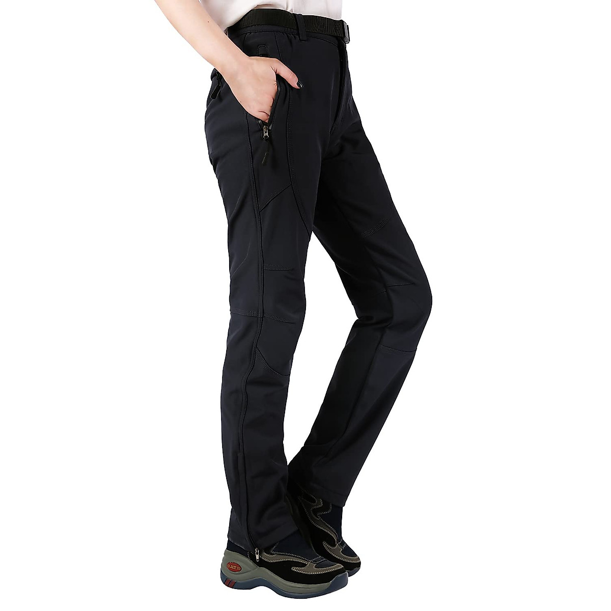 Singbring Women's Winter Outdoor Fleece Waterproof Windproof Insulated Ski Snow Hiking Workout pants W28-W30 Medium Black(W801F31/Black/M)