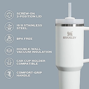 Stanley Quencher H2.0 Tumbler with Straw 14 oz | Flowstate 3-Position Lid | Cup Holder Compatible for Travel | Insulated Stainless Steel Cup | BPA-Free | Black 2.0