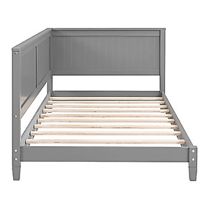 Merax Twin Size Daybed, Wood Twin Daybed Frame with Headboard, Twin Size Sofa Bed, Perfect for Lounging, Sleeping or Entertaining Guests, Gray
