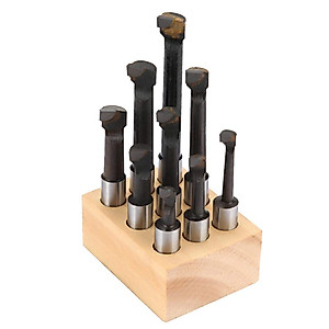 9pcs 3/8" Round Shank Boring Bar Set High Speed Steel Boring Bar Carbide Tipped Bars Lathe Tools