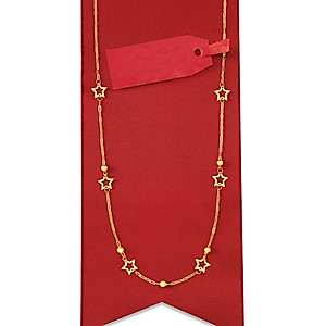 Ross-Simons Italian 14kt Yellow Gold Paper Clip Link Star Station Necklace. 20 inches