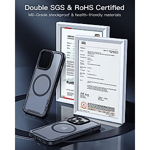 Humixx Magnetic Designed for iPhone 13 Pro Max Case, [12FT Mil-grade Drop Tested] [Compatible with MagSafe]Shockproof Translucent Matte Slim Protective Case for iPhone 13 Pro Max Phone Case 6.7" Black