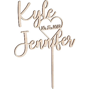 Shop Simply Perfect Wedding Cake Topper, Personalized Cake Topper for Anniversary, Engagement - Double Sided Black, Rose Gold, Wood Finish, Your Custom Text - Made in USA (Design 6)