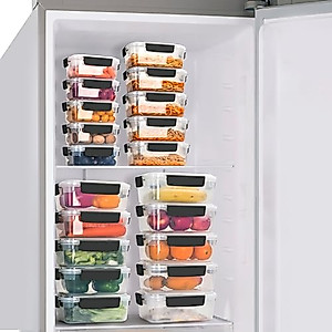 YORY 3/9 cup Plastic Food Storage Containers with Lids Nestable Freezer Dishwasher Safe Rectangle Meal Prep Container Set,10-Pack