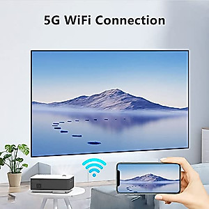 Projector with 5G WiFi and Bluetooth, Native 1080P Mini Projector, Portable Home Projector Compatible with TV Stick/Phone/PC/DVD/HDMI/AV/USB/SD etc, indoor & outdoor use