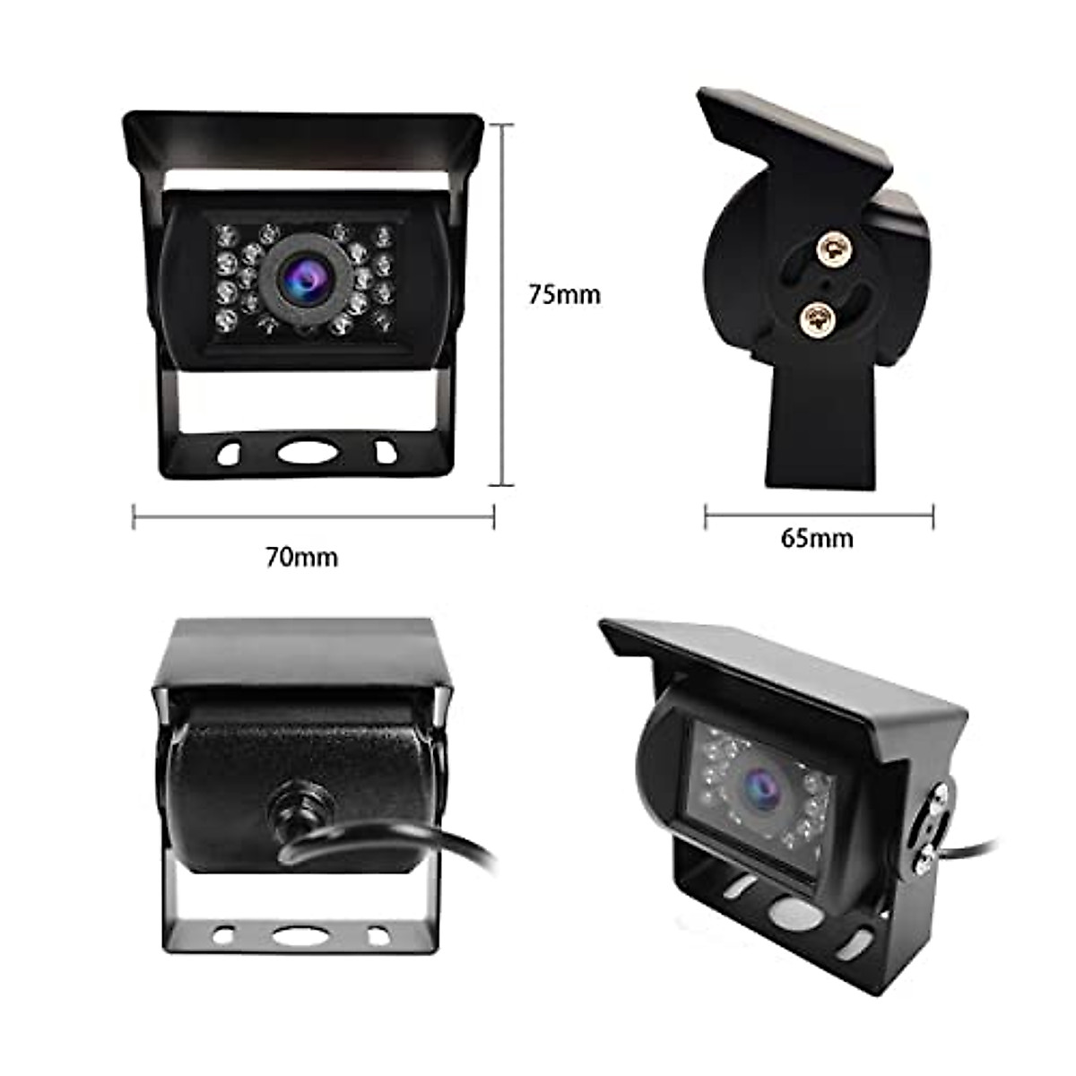 Waterproof IP68 Car Rear View Reverse Backup Camera 18 LED CCD IR Night Vision Car Rear View Reversing Parking Backup Camera for 12V 24V Bus Truck Trailer RV Pickups Motorhome Vehicle +10m RCA Cable