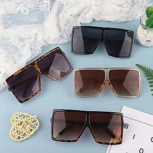 URATOT 4 Pieces Oversized Square Sunglasses Big Women Sunglasses Retro Flat Top Fashion Shades Sunglasses