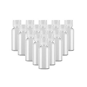 0.5oz Mini Clear Plastic Empty Bottle with Flip Cap Small Travel Bottles Storage Containers Jars for Cosmetic Sample Lotion Shower Gel Emulsion Toiletries - BPA-free - Set of 24