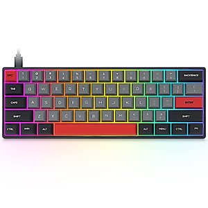 Guffercty kred GK61 60% Mechanical Keyboard 60 Percent Custom Hot Swappable Gaming Keyboard with RGB Backlit NKRO Type-C Cable for Win/PC/Mac (Gateron Optical Red, Dolch)
